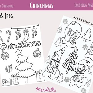 Christmas Coloring Pages Bundle Printable, Grinchmas, Feliz Navidad ...