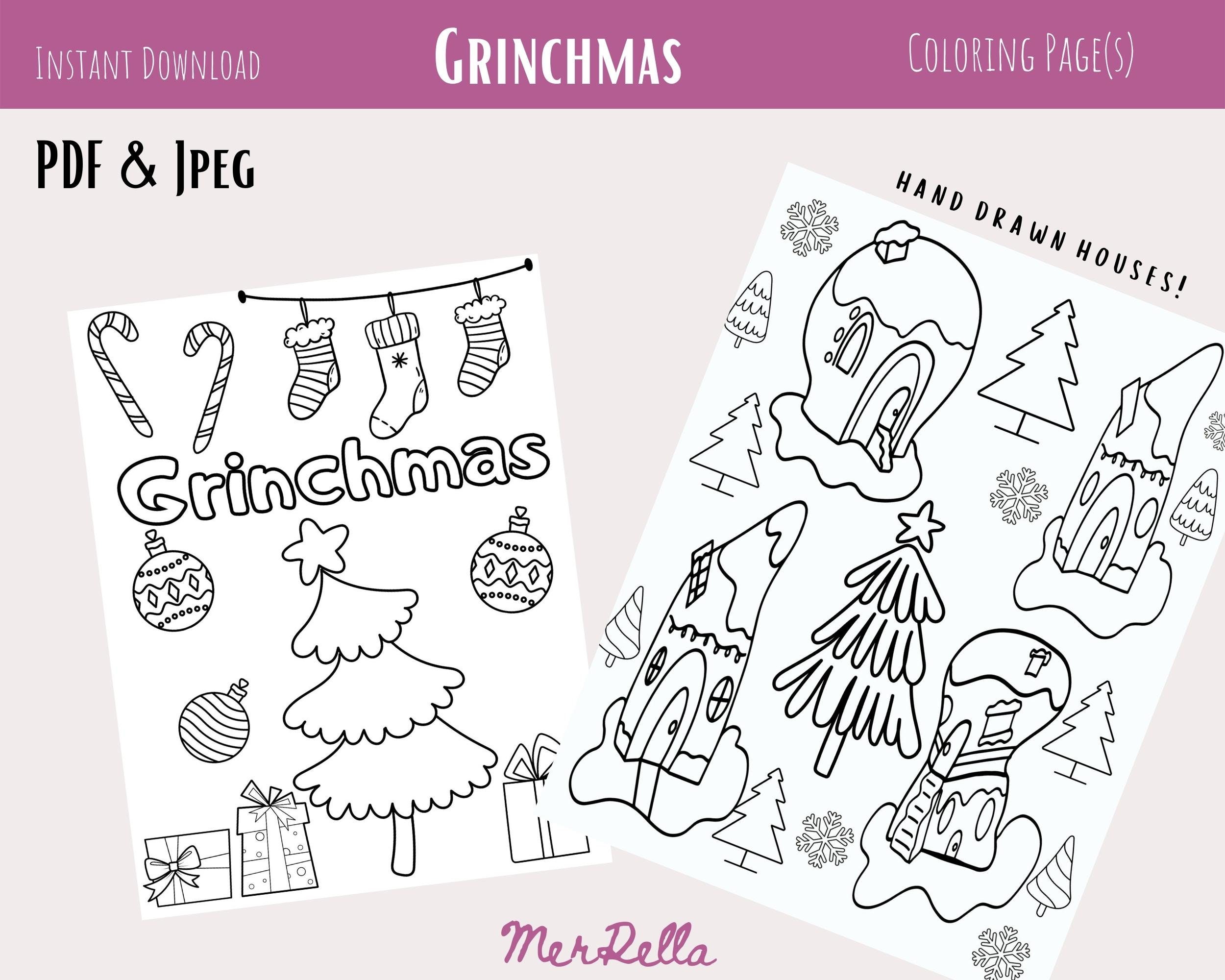 Christmas Coloring Pages Bundle Printable Grinchmas Feliz - Etsy