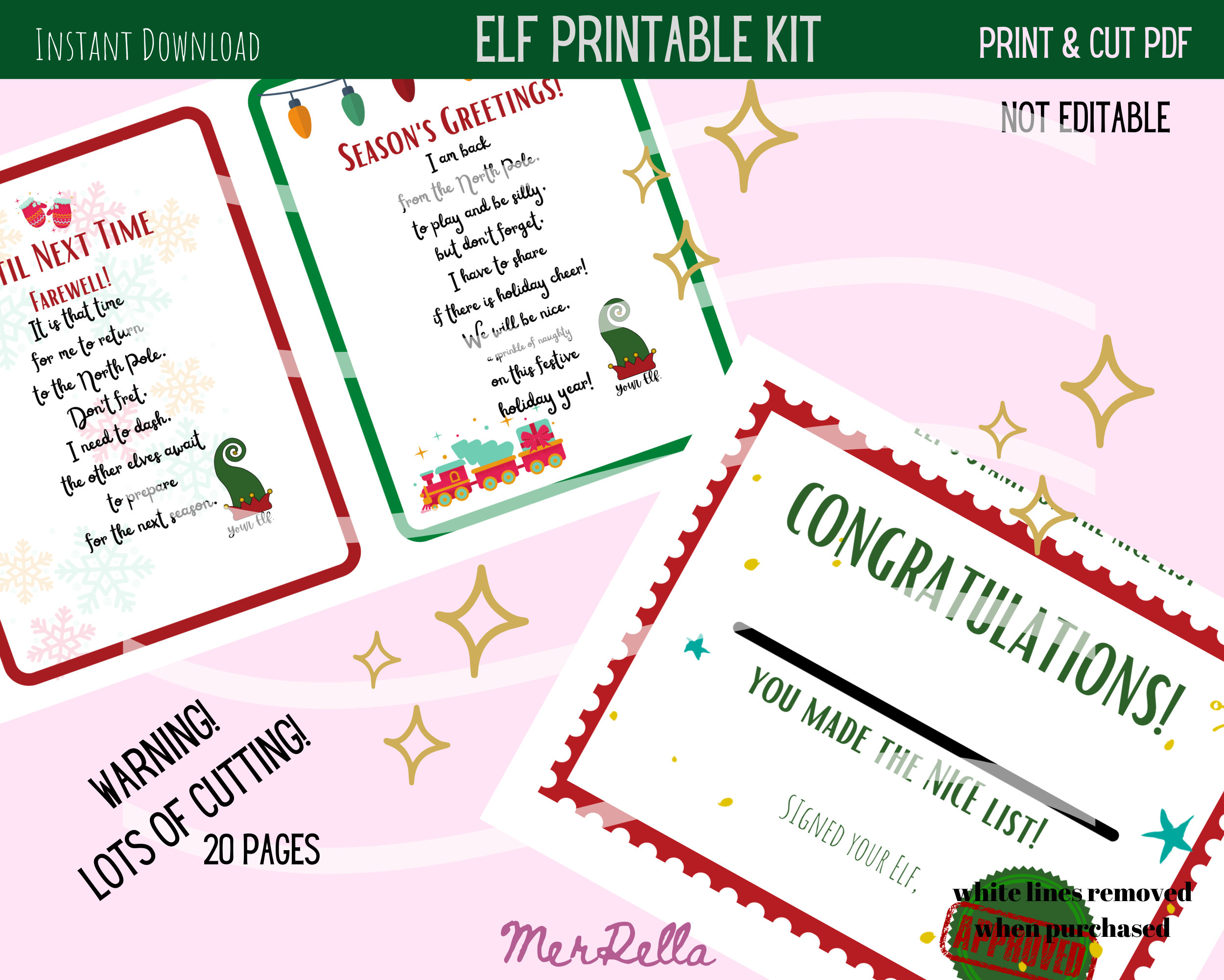 Printable Goodbye Elf Letter Certificate Props Games Elf - Etsy