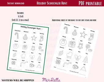 Christmas Coloring PRINTABLE, Scavenger Hunt Game, Color Your Own ...