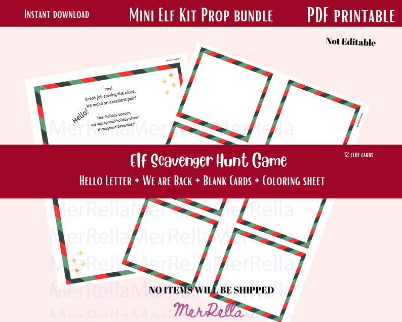 Elf Scavenger Hunt Printable, Welcome Back Elf Game, Elf Shelf Surprise ...
