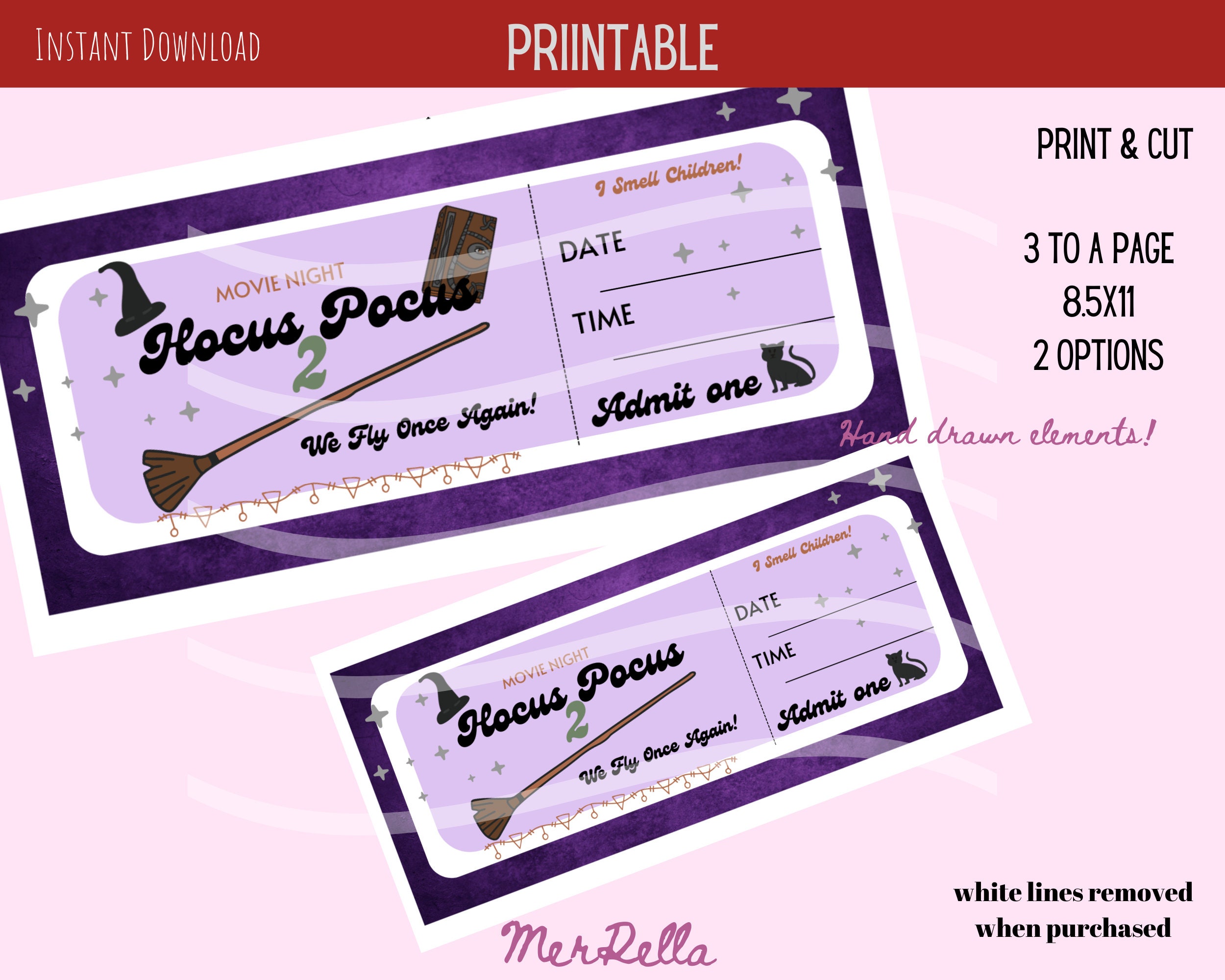 Hocus Pocus 2 Printable Movie Night Pdf, Play Tickets Movie, Hocus ...