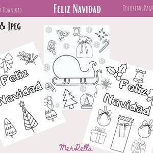 Christmas Coloring Pages Bundle Printable, Grinchmas, Feliz Navidad ...