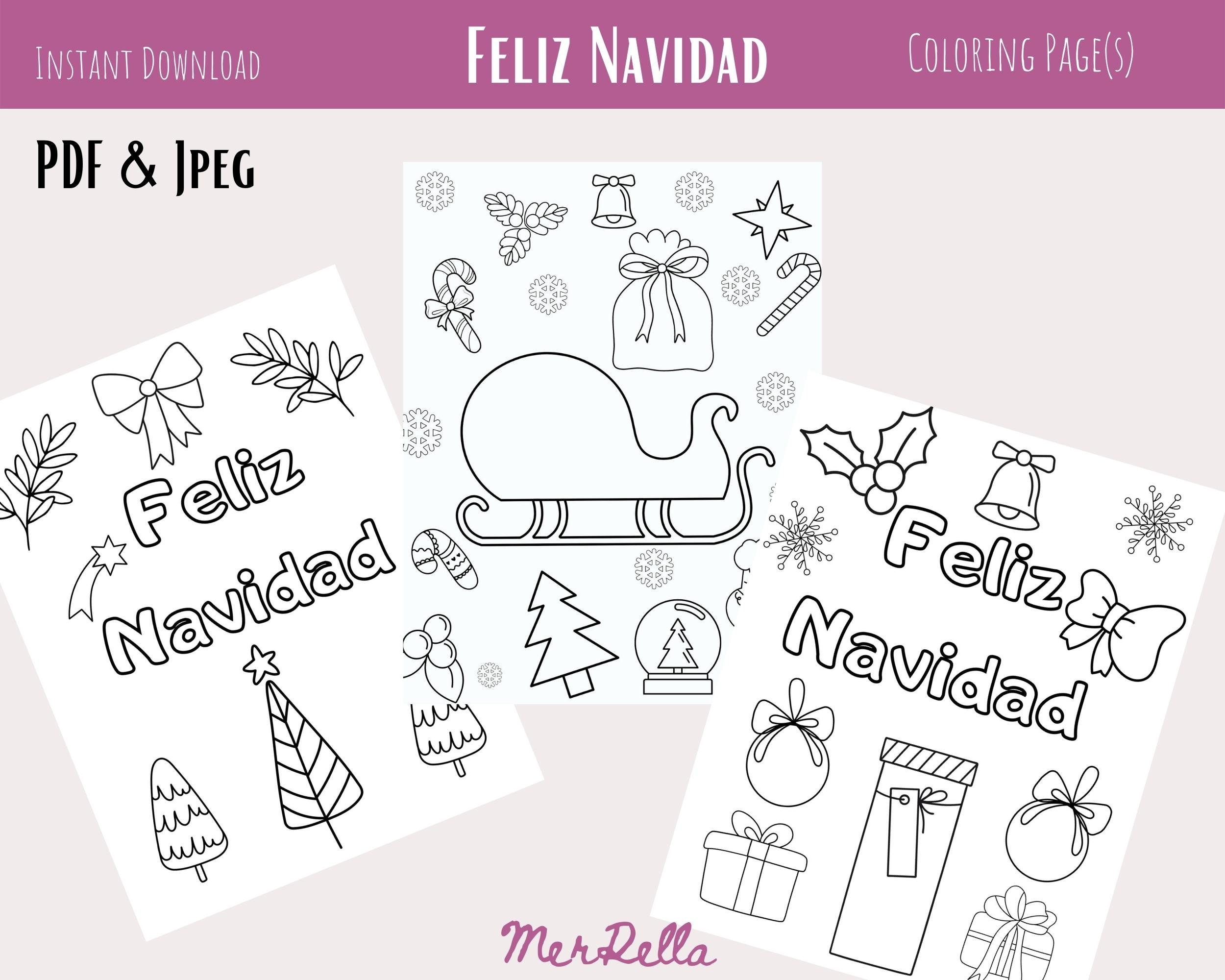 Christmas Coloring Pages Bundle Printable, Grinchmas, Feliz Navidad ...