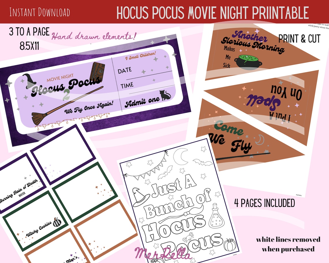 Hocus Pocus 2 Printable Movie Night Dinner Party Pdf, Hocus Pocus Party ...