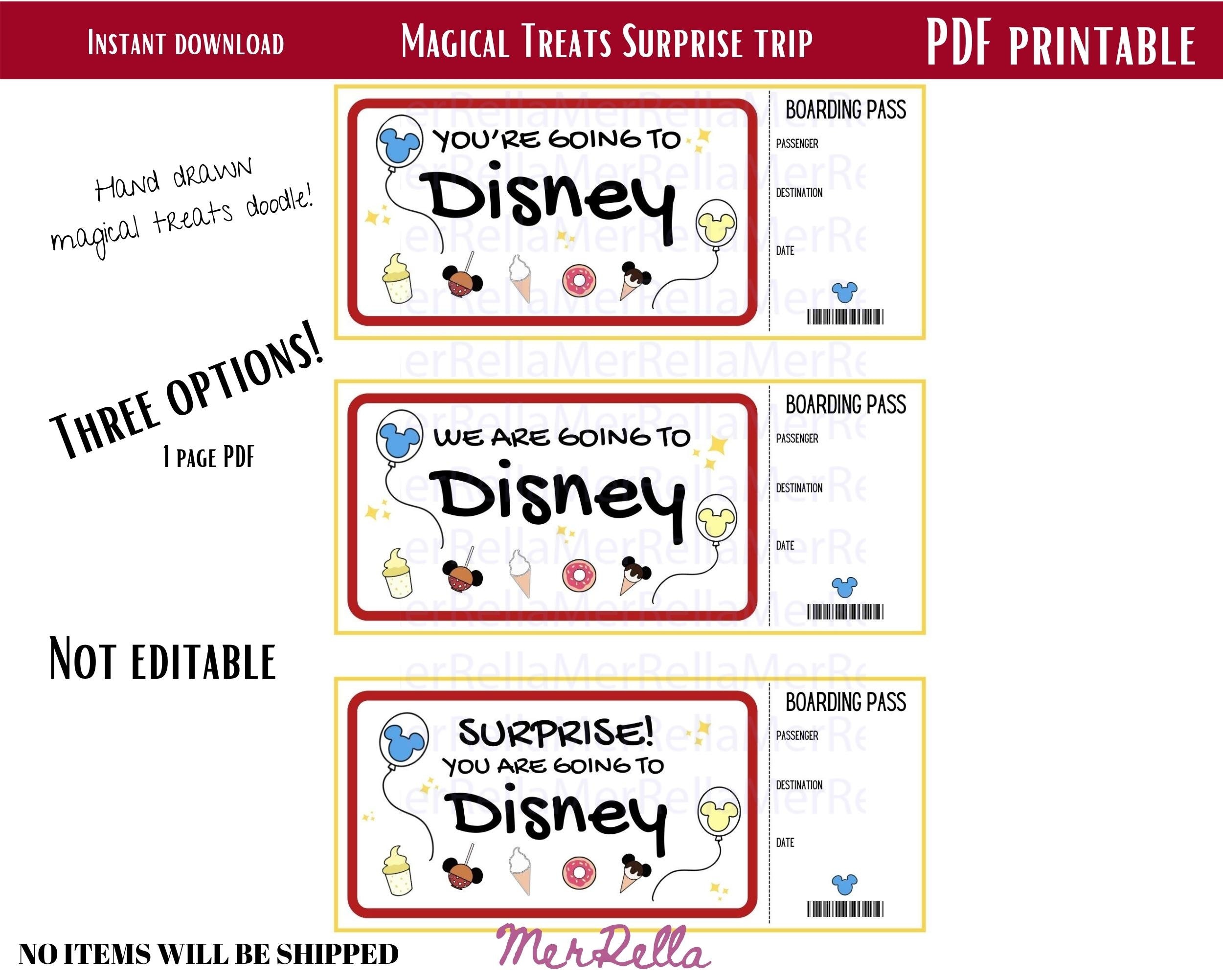 Printable Surprise Disneyland Announcement Vacation, Magical Treat ...
