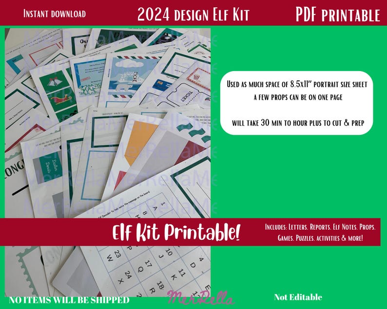 Fun Elf Kit Printable Bundle, 25 Day Christmas Elf Kit, Easy ...