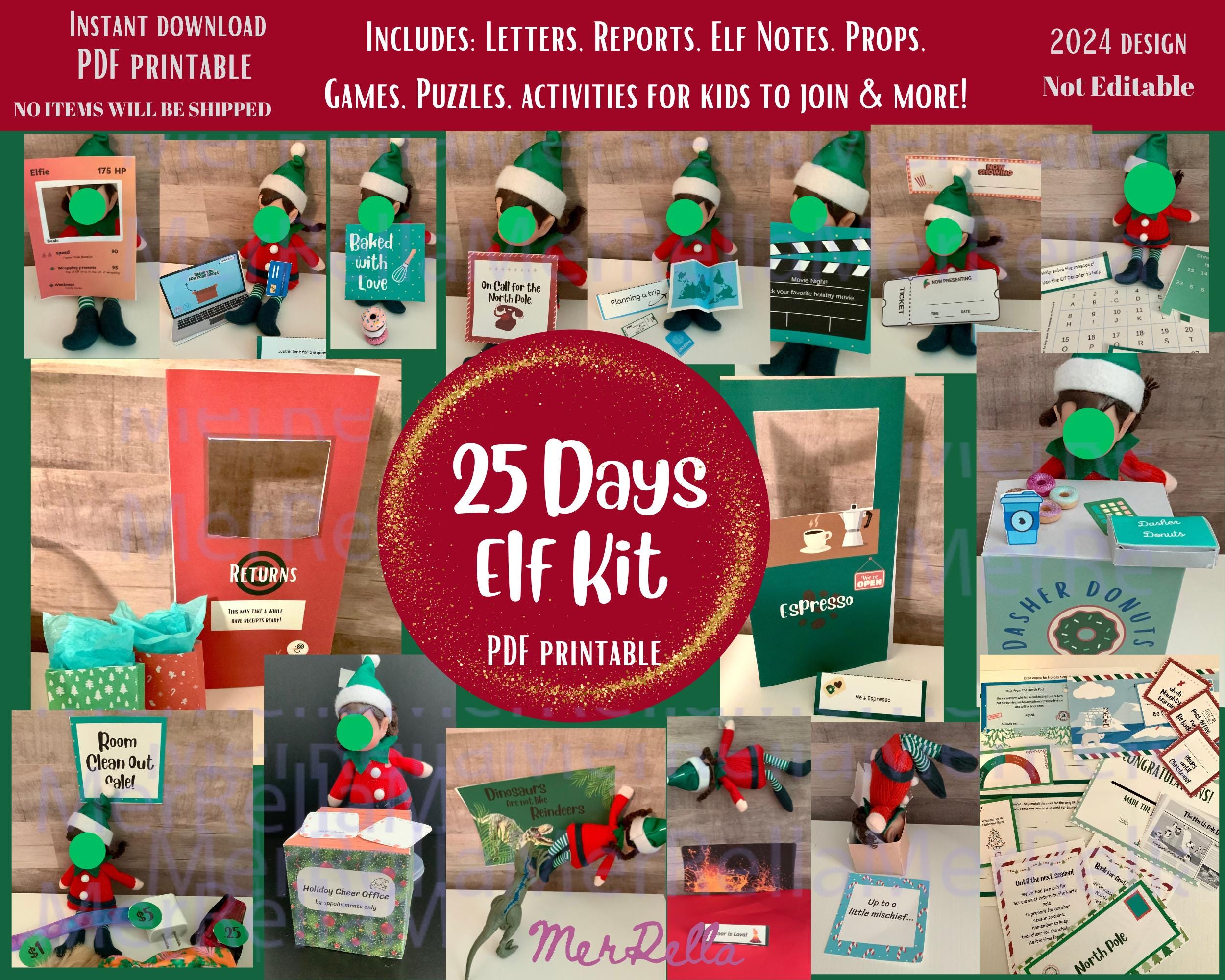 Fun Elf Kit Printable Bundle, 25 Day Christmas Elf Kit, Easy ...