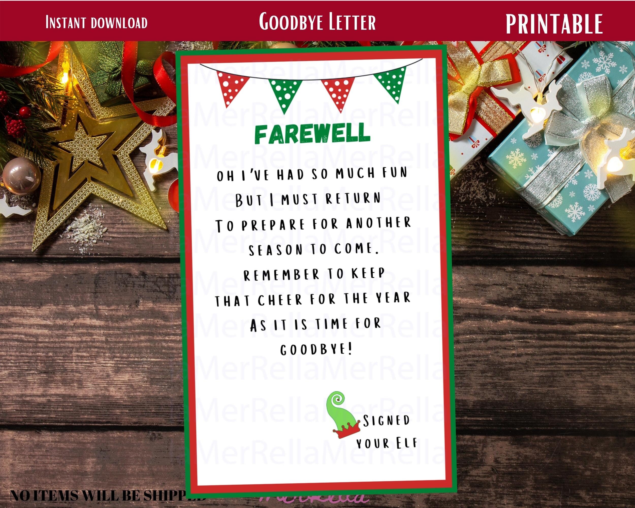 Elf Goodbye Letter Printable Elf Idea, Elf Kit, Elf Letter, Elf ...