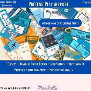 Pretend Airport Dramatic Play Set, Printable Passport, Boarding Pass ...