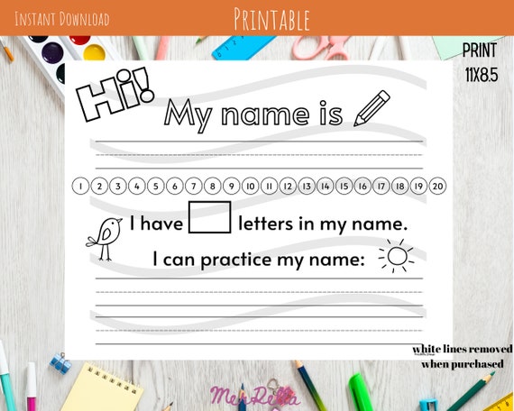 Practice Name Numbers Worksheet Preschool Kindergarten - Etsy