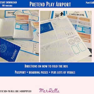 Pretend Airport Dramatic Play Set, Printable Passport, Boarding Pass ...
