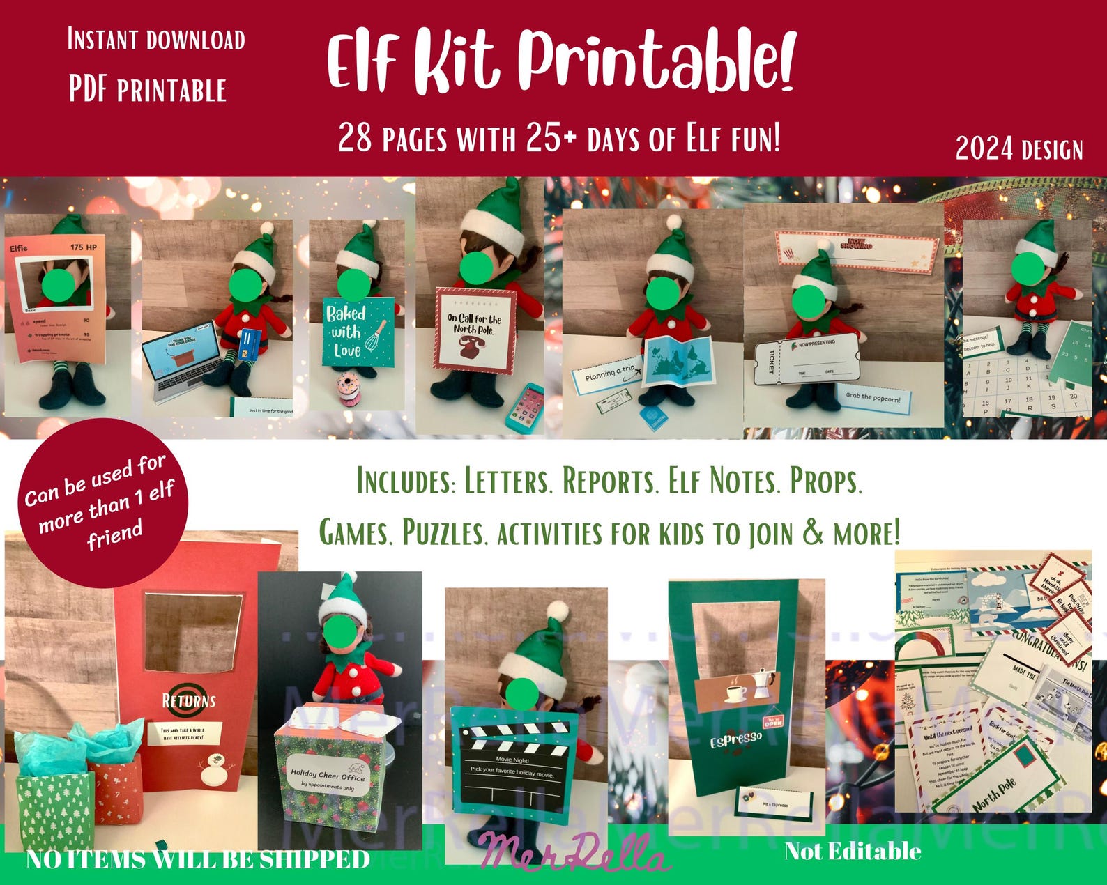 Fun Elf Kit Printable Bundle, 25 Day Christmas Elf Kit, Easy ...