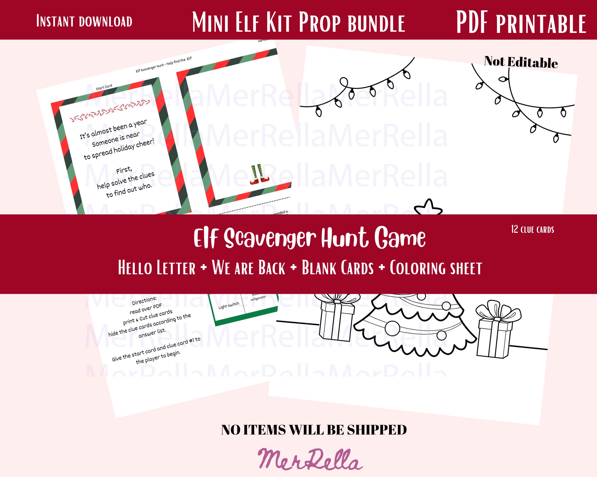 Elf Scavenger Hunt Printable, Welcome Back Elf Game, Elf Shelf Surprise ...