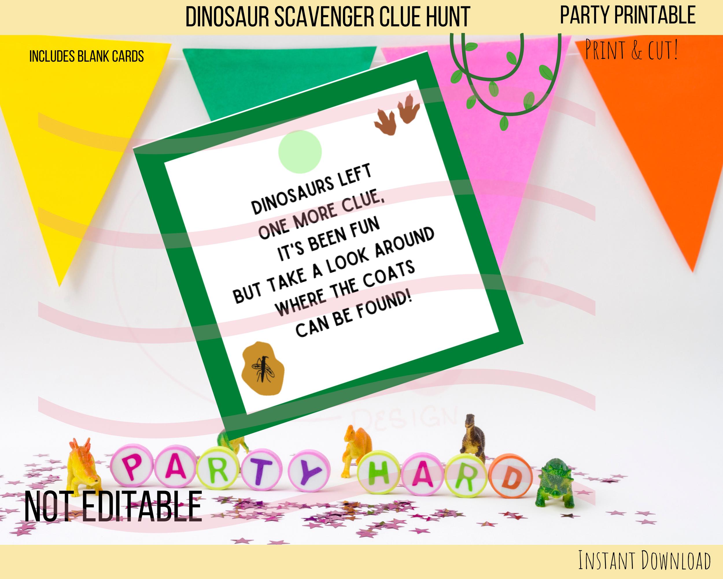 Dinosaur Scavenger Hunt Game Mystery Game Printable Birthday Jurrasic ...