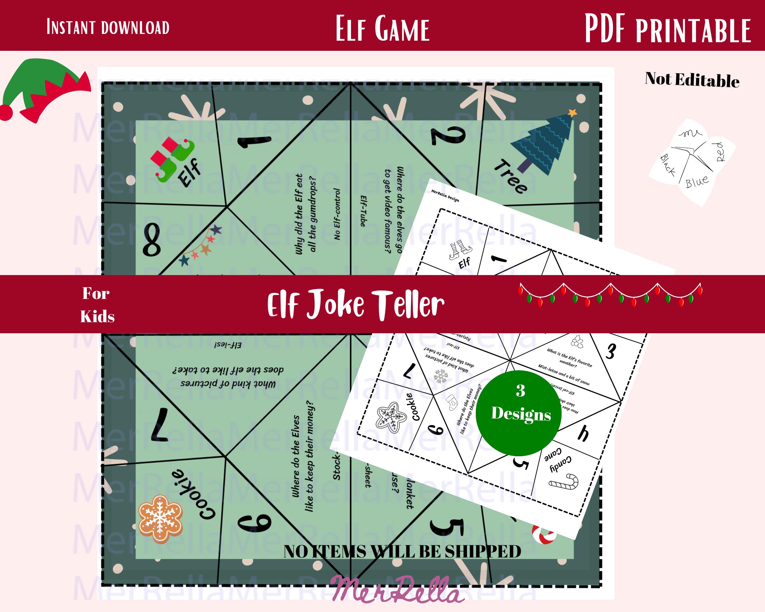 Elf Joke Cootie Catcher Printable, Elf Prop, Elf Funny Notes, Kids ...