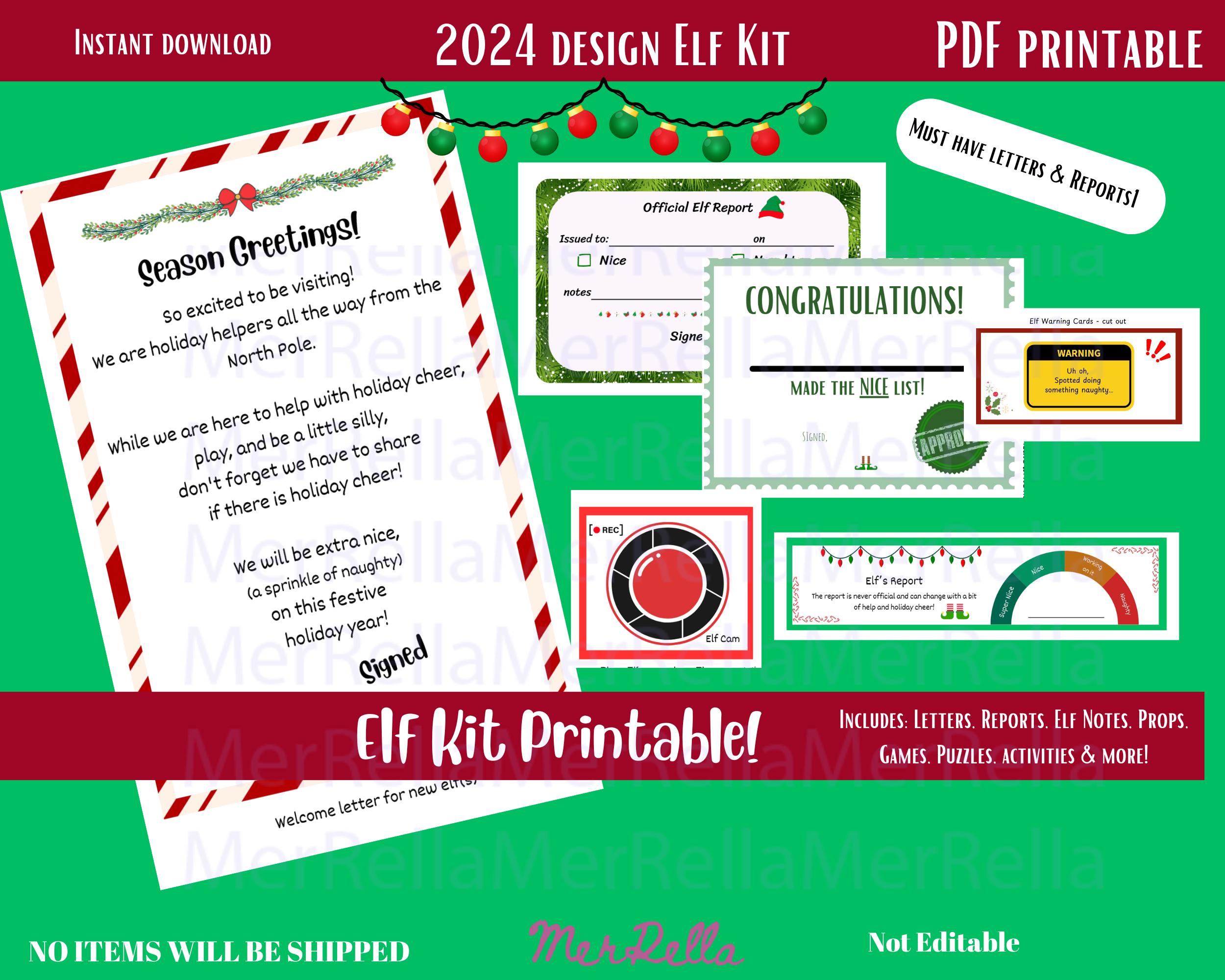 Fun Elf Kit Printable Bundle, 25 Day Christmas Elf Kit, Easy ...