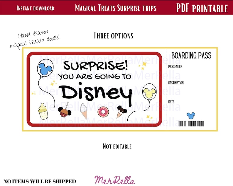 Printable Surprise Disneyland Announcement Vacation, Magical Treat ...
