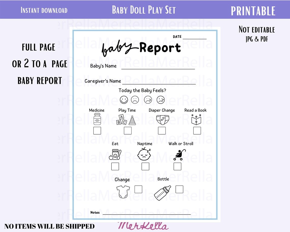 Printable Dramatic Play Baby Doll Nursery, Play Doctor Printable, Baby ...