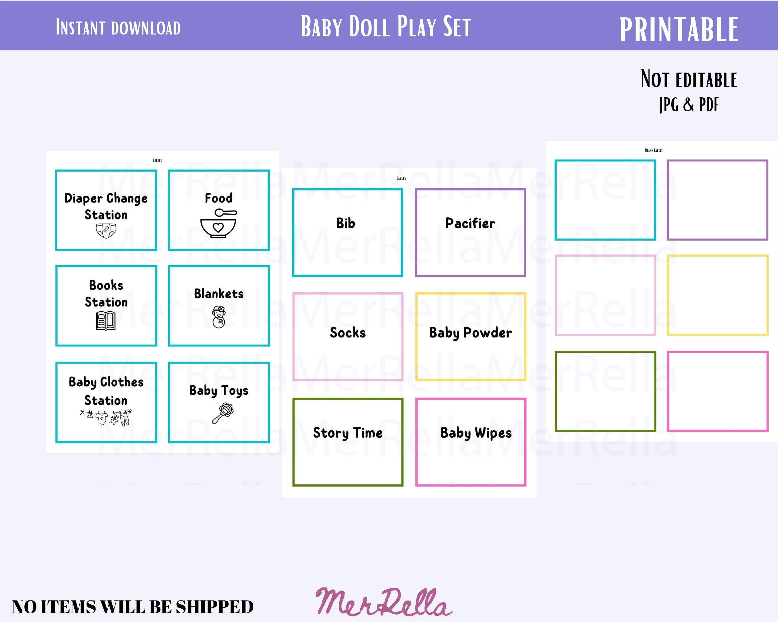 Printable Dramatic Play Baby Doll Nursery, Play Doctor Printable, Baby ...