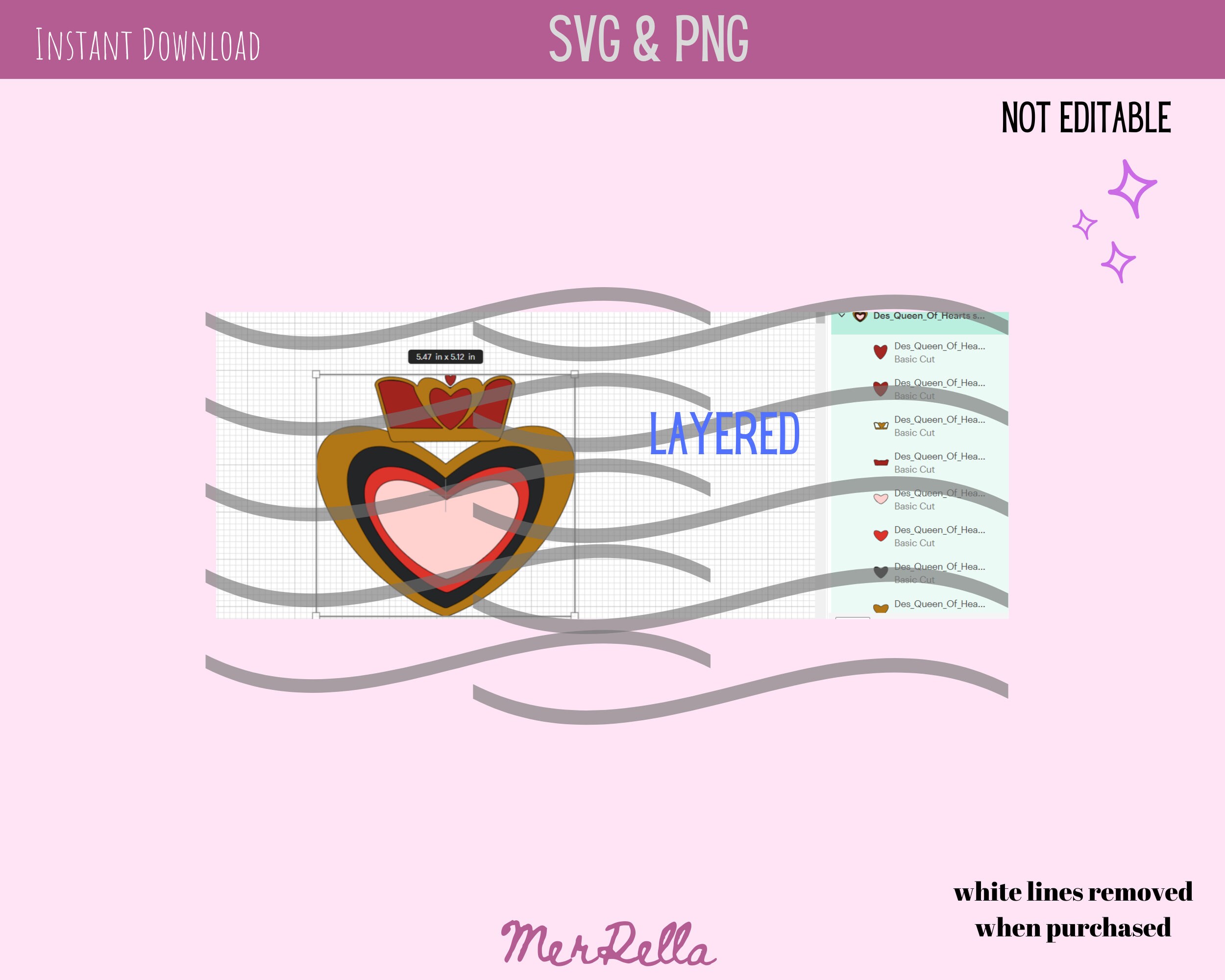 Rise of Red Queen Hearts SVG PNG, Descendants, Hand Drawn Clipart ...