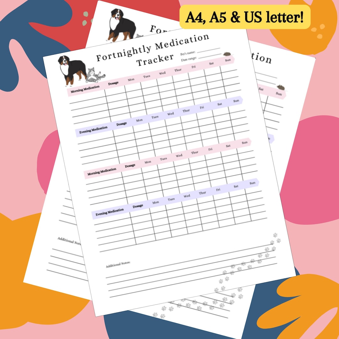 Editable Medication Schedule, Pet Medication Tracker, Digital Tracker ...