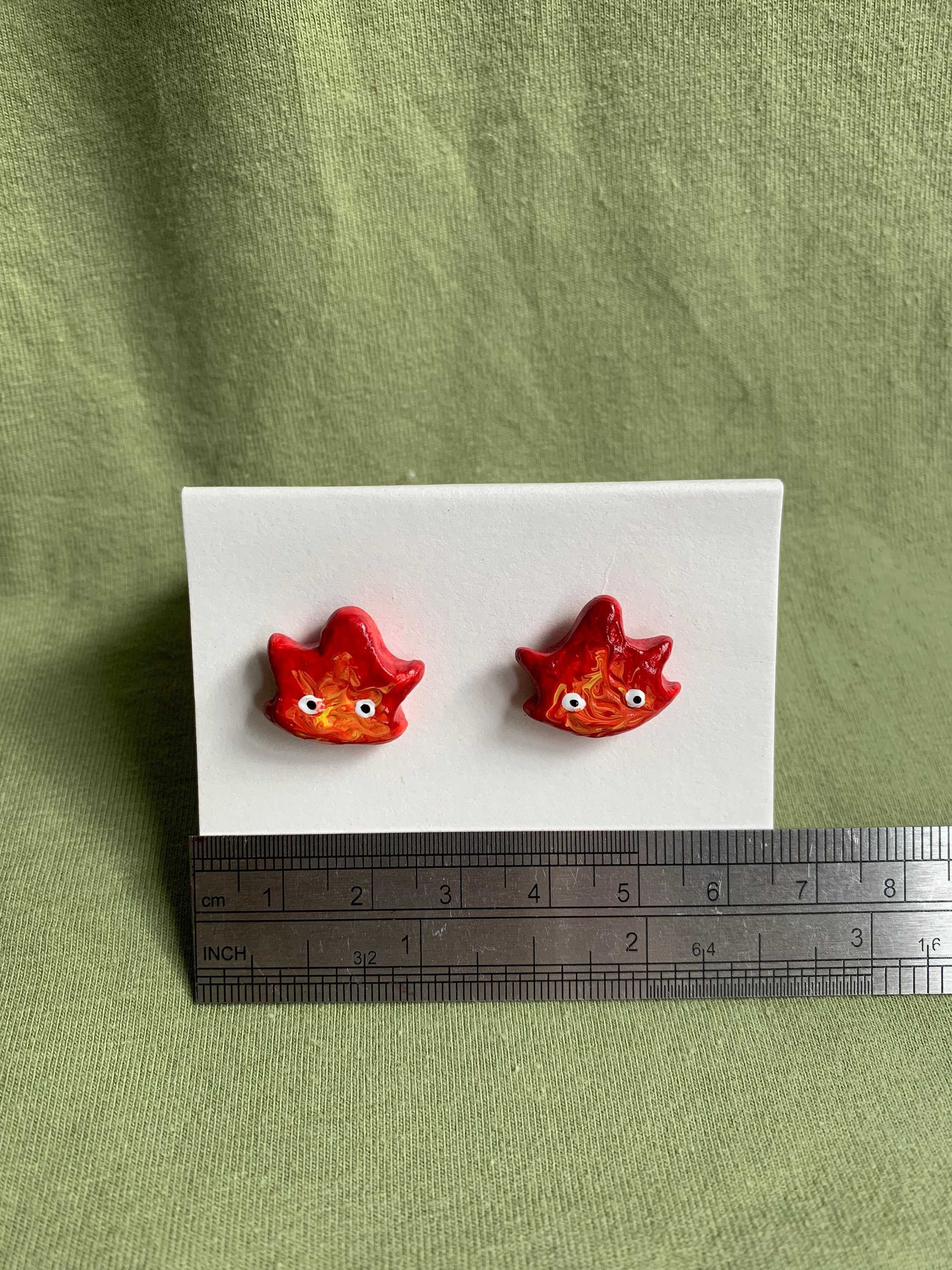 Calcifer Earrings, Howls Moving Castle, Flame Earrings, Clay Studs ...
