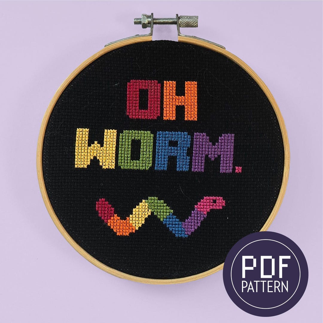Oh Worm Cross Stitch Pattern PDF Instant Download Meme Candy Rainbow ...