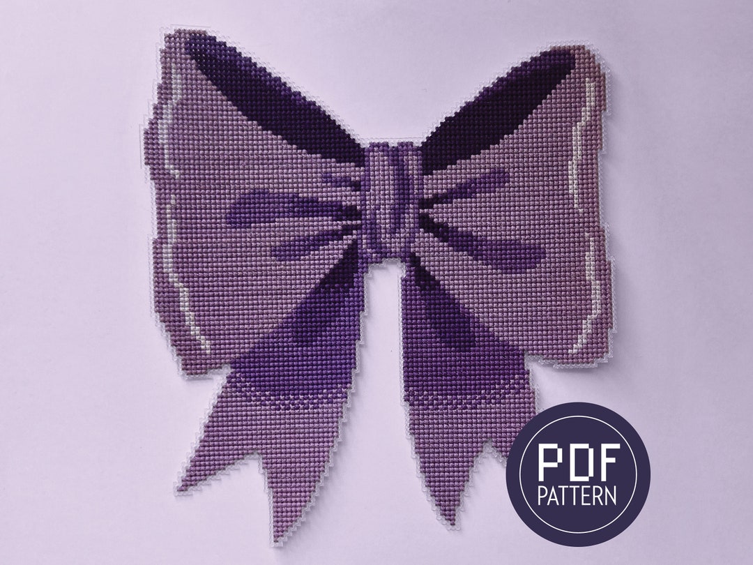 Giant Ribbon Bow Cross Stitch Pattern: Coquette Hairclip DIY (digital ...