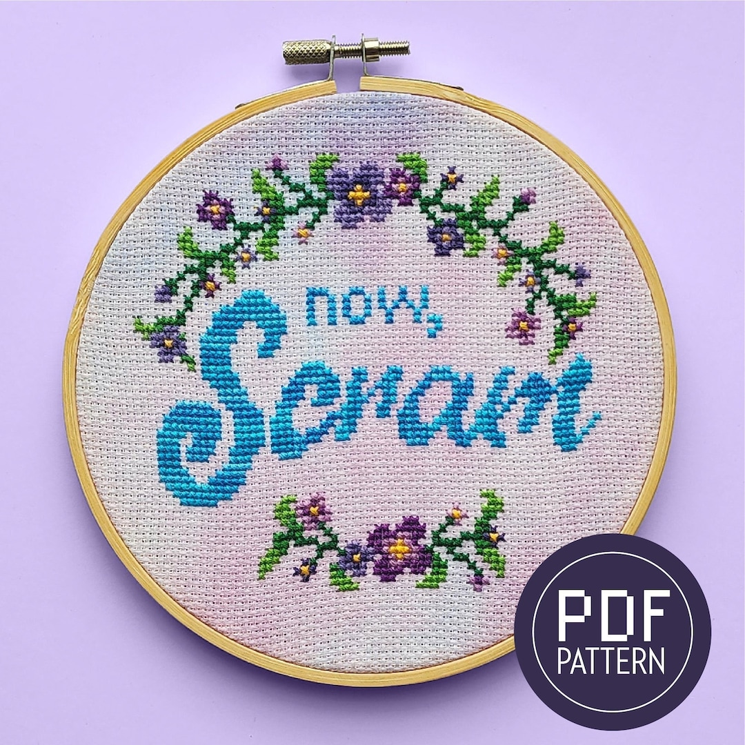 Now, Scram Cross Stitch Pattern PDF Instant Download Floral Wreath ...