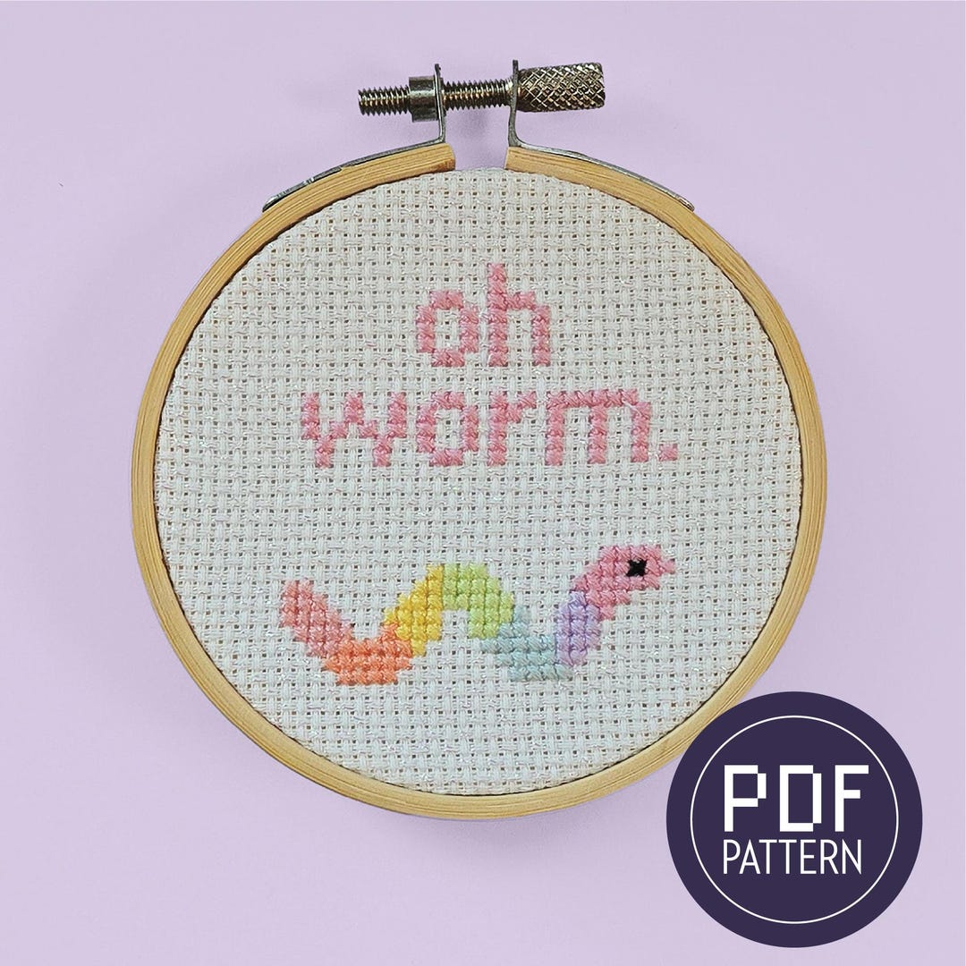 Mini Oh Worm Cross Stitch Pattern PDF Instant Download Gummy Pastel ...