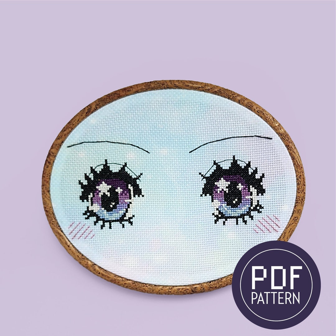 Starry Eyes Cross Stitch Pattern PDF Instant Download Anime 90s Pastel ...