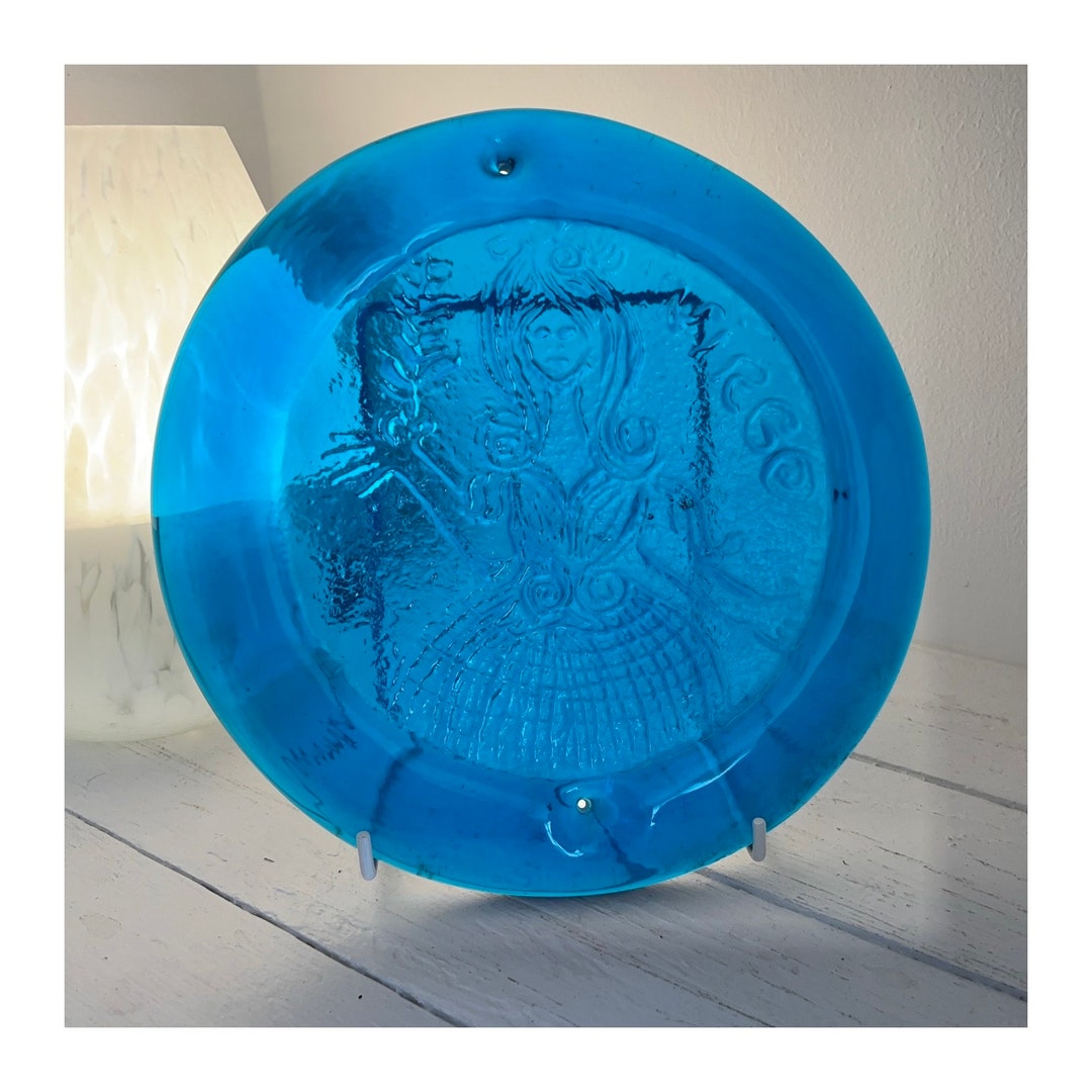 Vintage Blenko Glass Zodiac Virgo Suncatcher Blue Glass. Diam 10 Cm ...