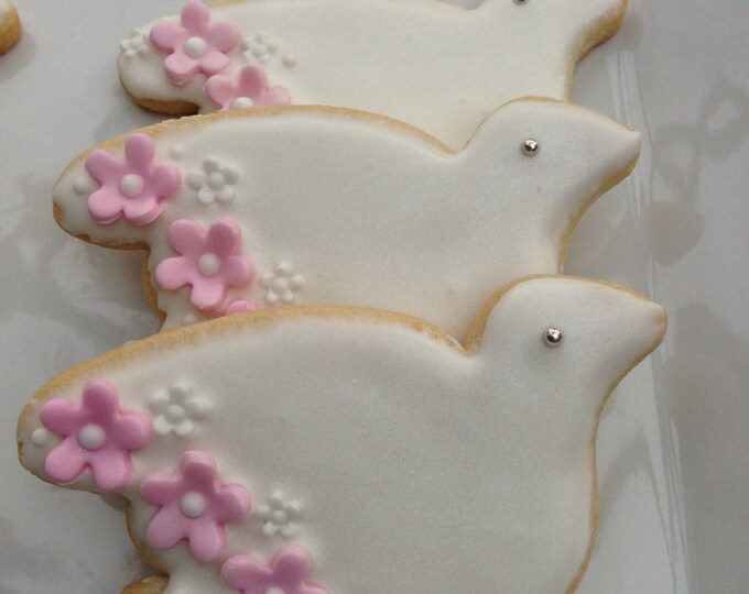 Decorated Peaceful Dove Cookie, Edible Favor, First Communion, Baptism ...