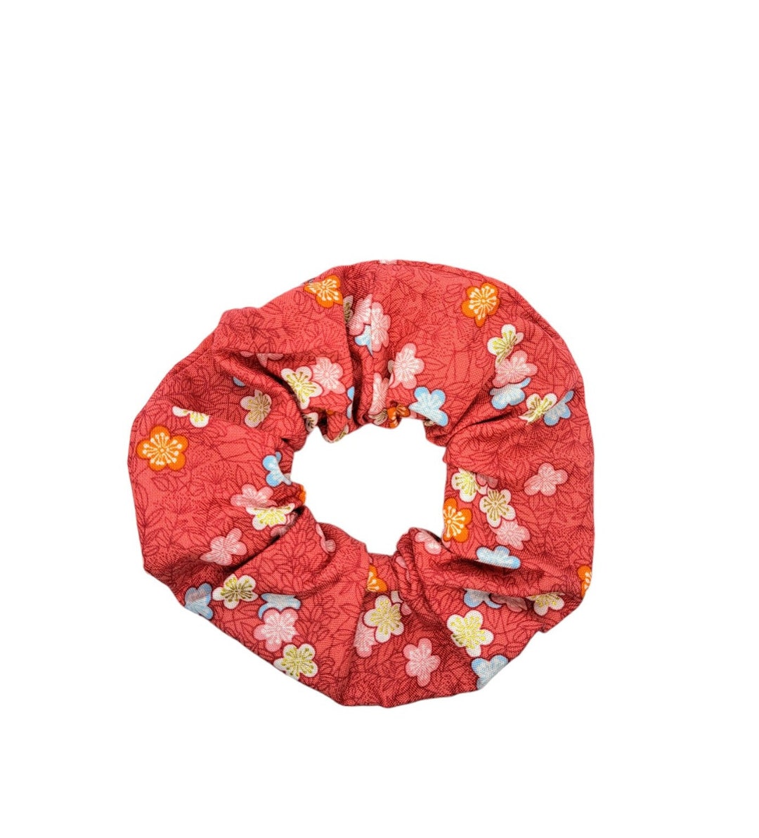 Red Cherry Blossom Scrunchie, Japanese Sakura Cotton Hair Accessories ...