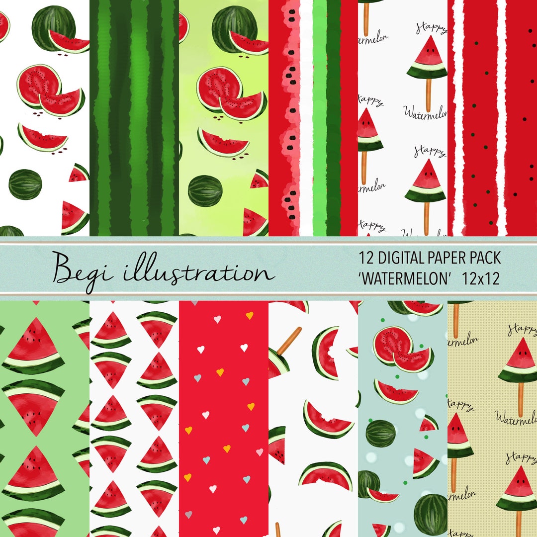 Seamless Watermelon Digital Paper, Fruit Scrapbooking, Fruit Digital ...