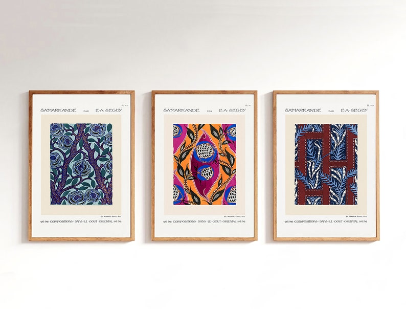 Vintage Pattern Gallery Wall Set of 3, Digital Prints Download, Pattern ...