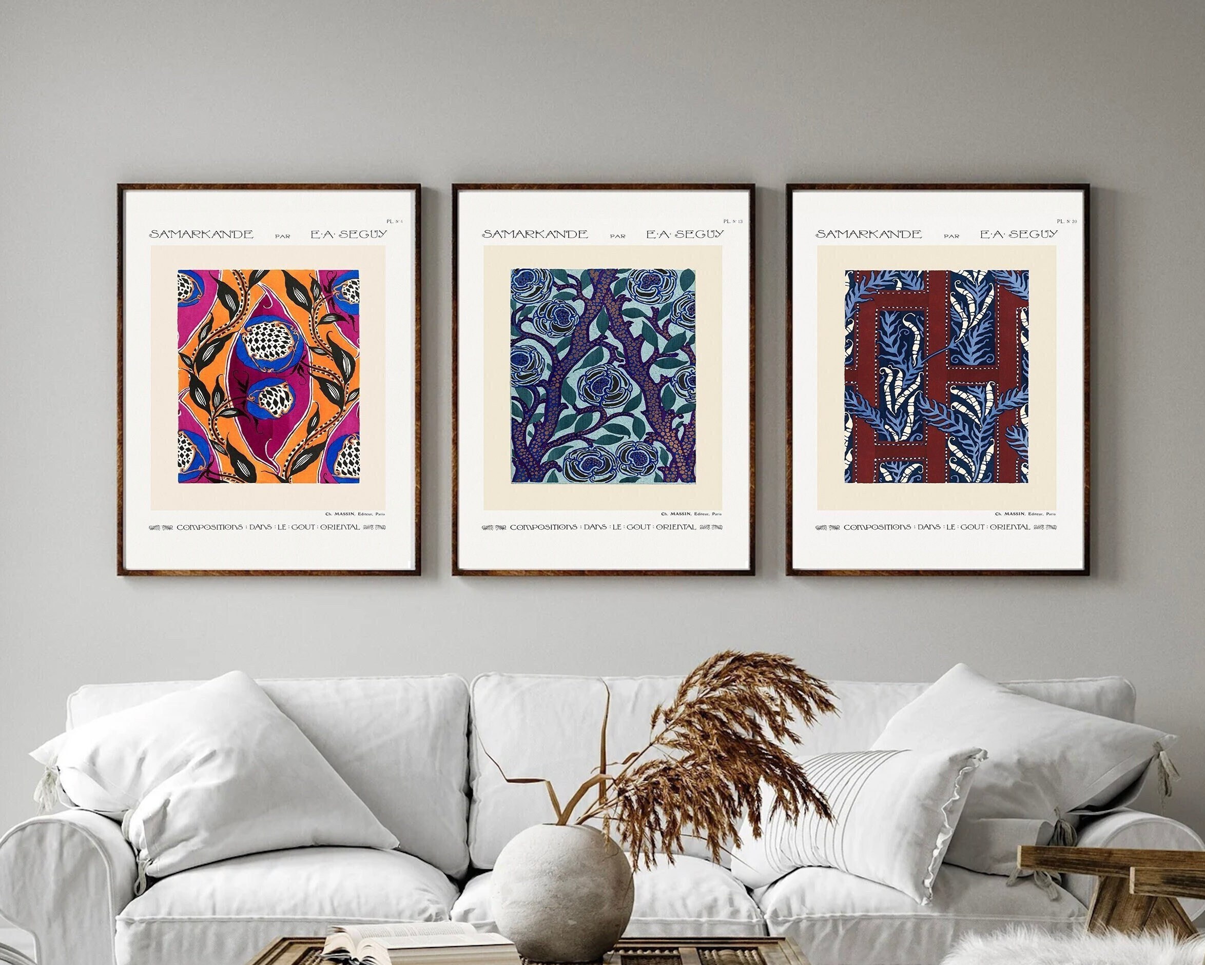Vintage Pattern Gallery Wall Set of 3, Digital Prints Download, Pattern ...