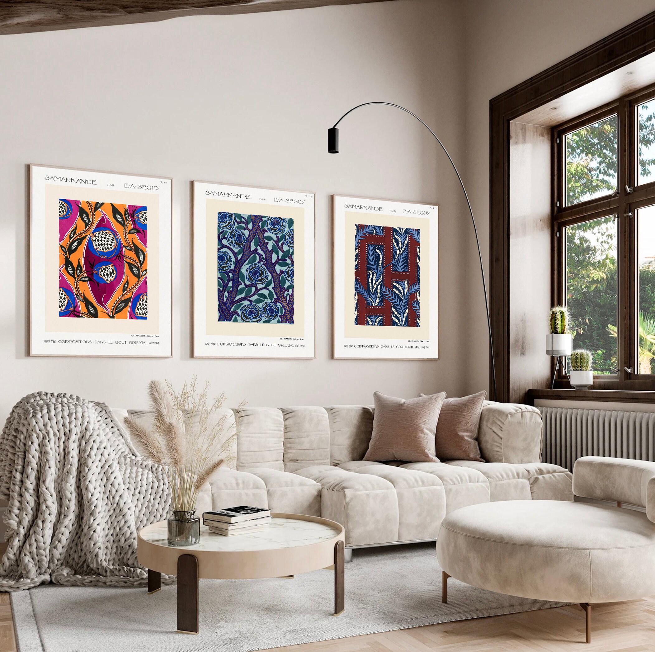 Vintage Pattern Gallery Wall Set of 3, Digital Prints Download, Pattern ...