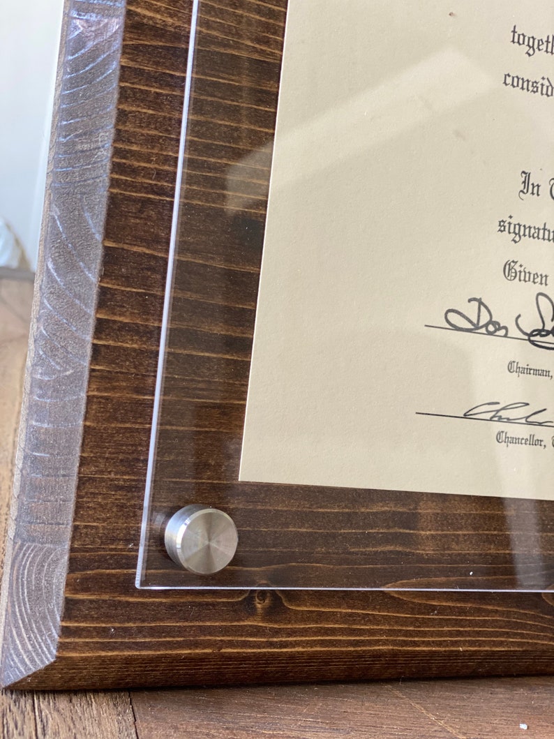 Acrylic and Wood Frame CUSTOM Sizes Diploma, Certificate, Graduation ...