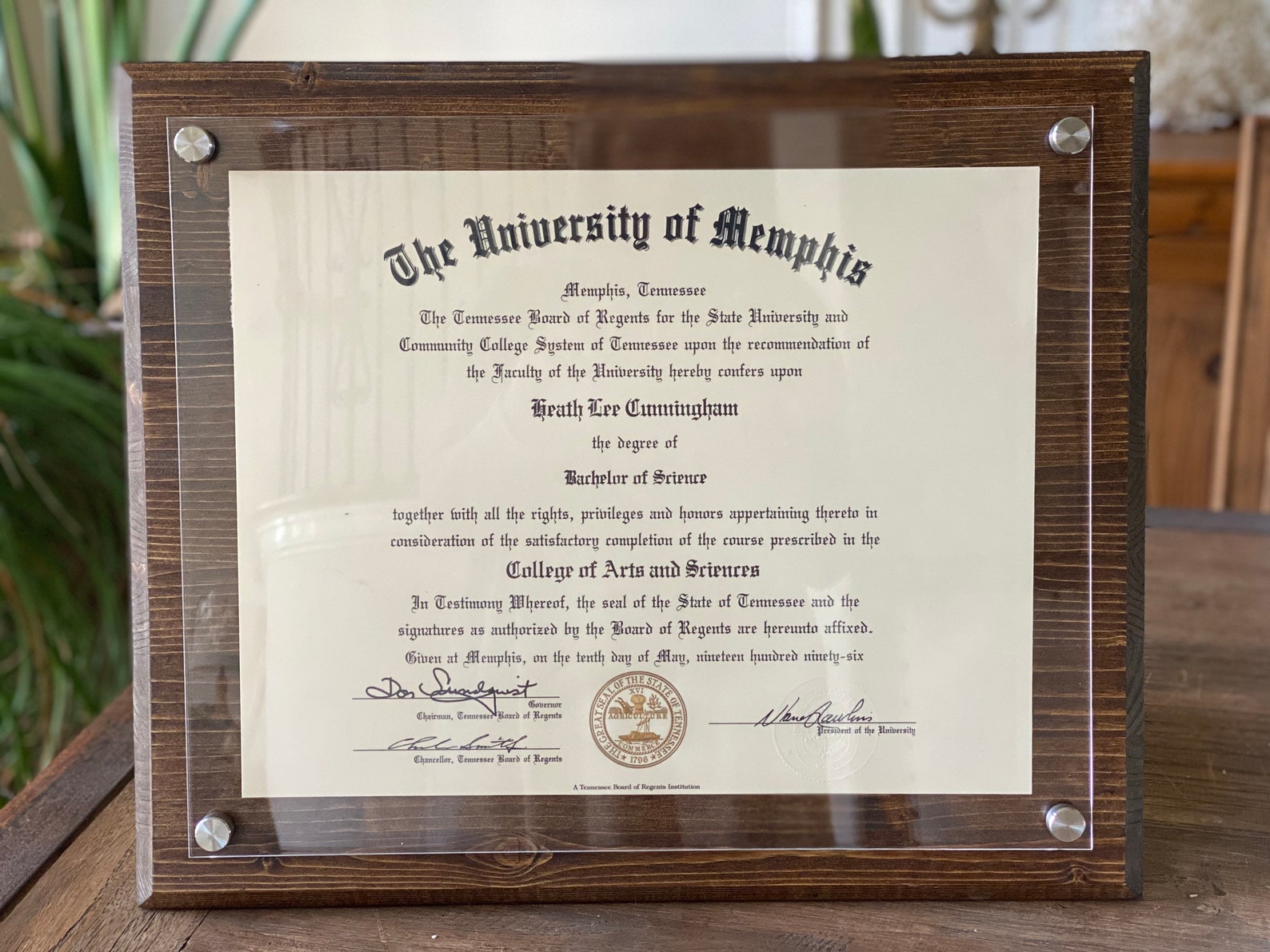 Acrylic and Wood Frame CUSTOM Sizes Diploma, Certificate, Graduation ...