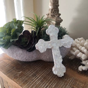 Glass Cross Handcrafted Wedding Gift Beaurevement Baptism Wood Resin - Etsy