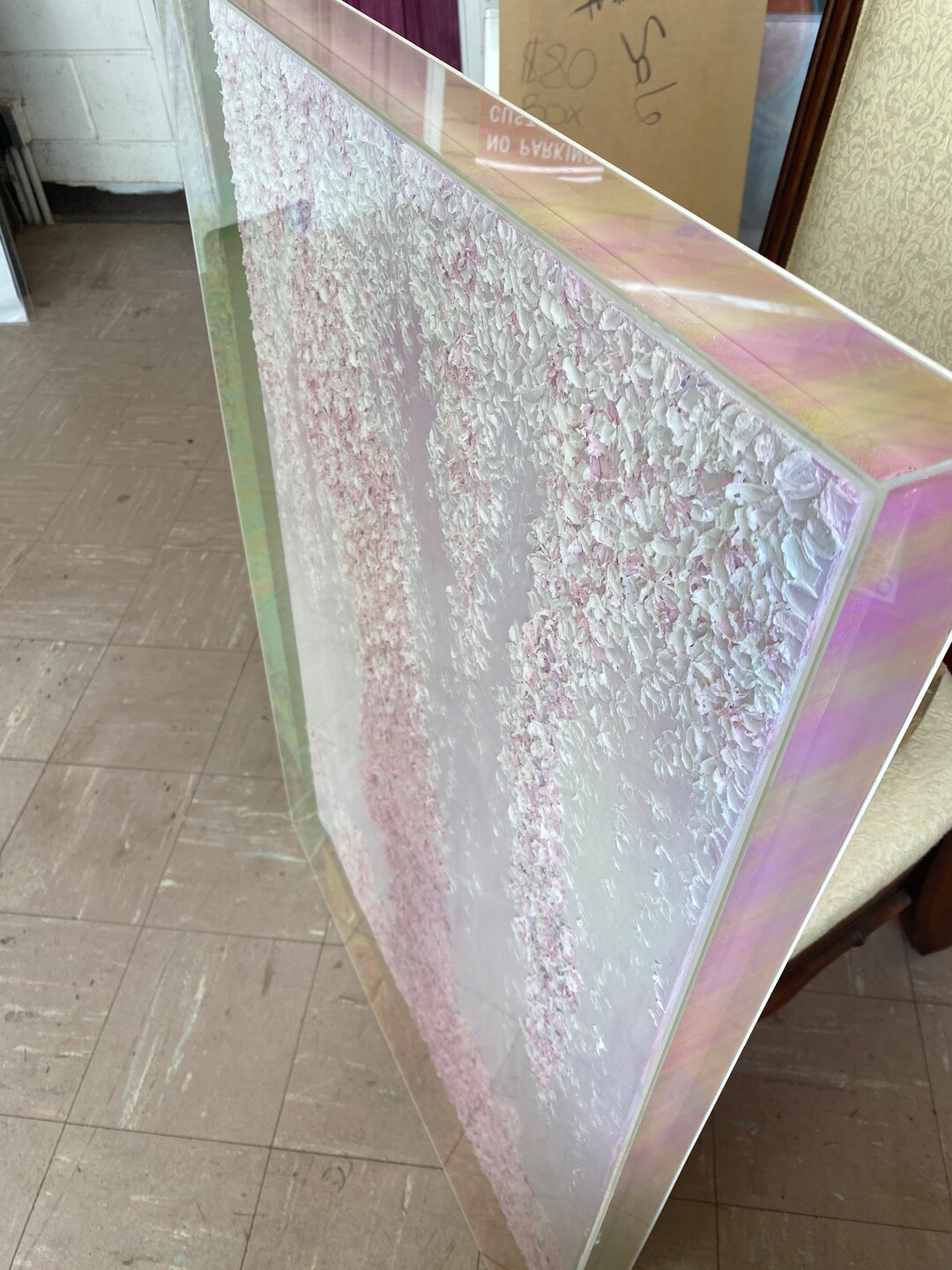 1/2 OFF clearance 24x36x2 Iridescent Acrylic Shadow Frame With a White ...