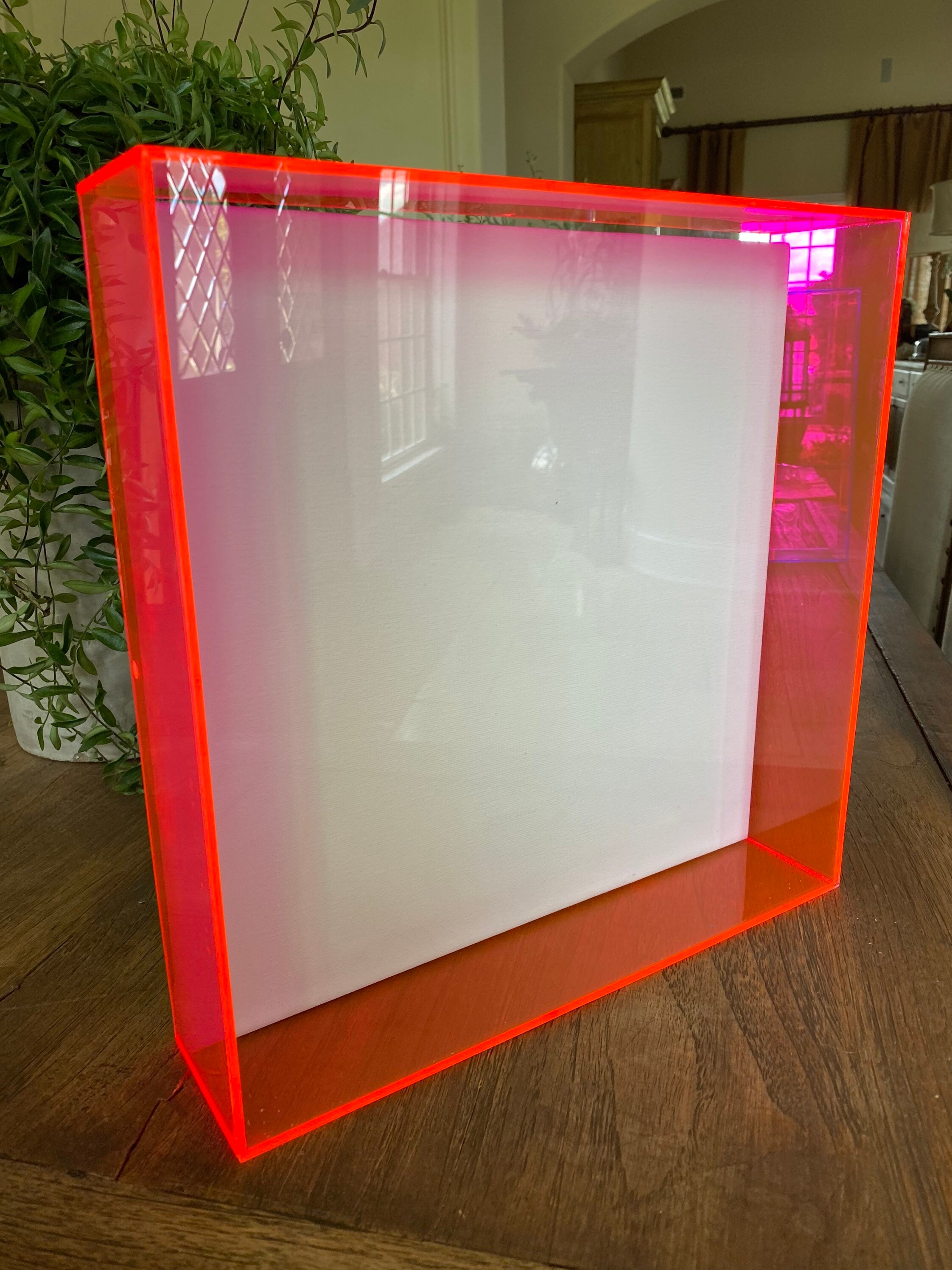 Acrylic Colored Neon Frame Shadow Box 24x24x3 Yellow Green - Etsy Australia