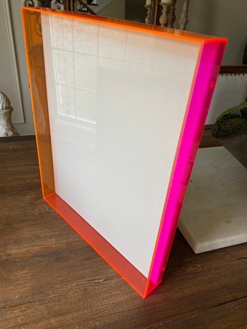 Frame Neon Acrylic Pink & Orange Shadow Frame With a White - Etsy