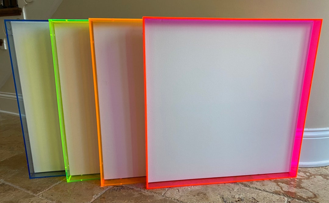 Acrylic Frame NEON Colors Shadow Box *CUSTOM Sizes* Pink, Orange, Green ...