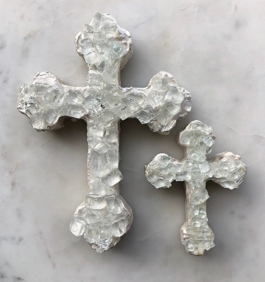 Glass Cross Handcrafted Wedding Gift Beaurevement Baptism Wood Resin - Etsy