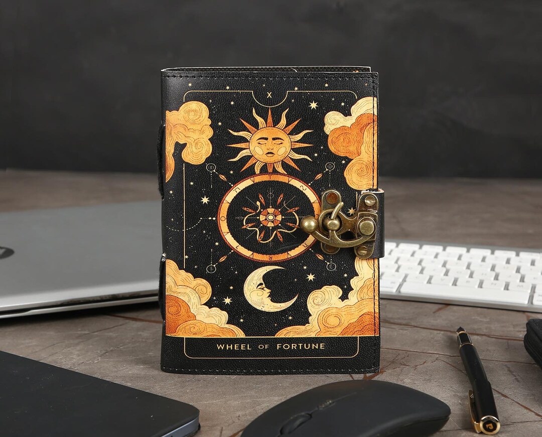 Vintage Wheel of Fortune Leather Journal Diary Leather Journal With ...