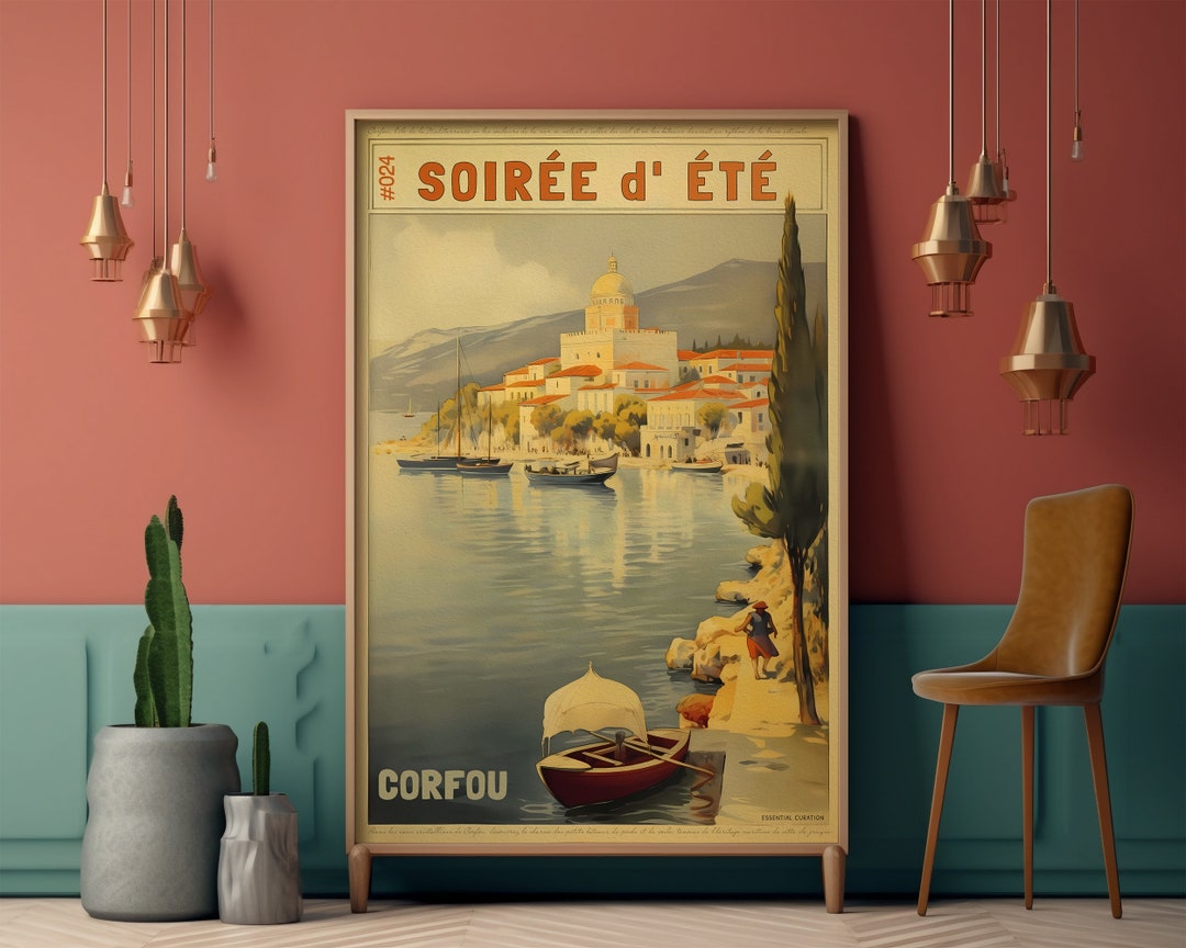 Corfu Greece, Vintage Poster, Art Bar Decor, Advertisement Print ...