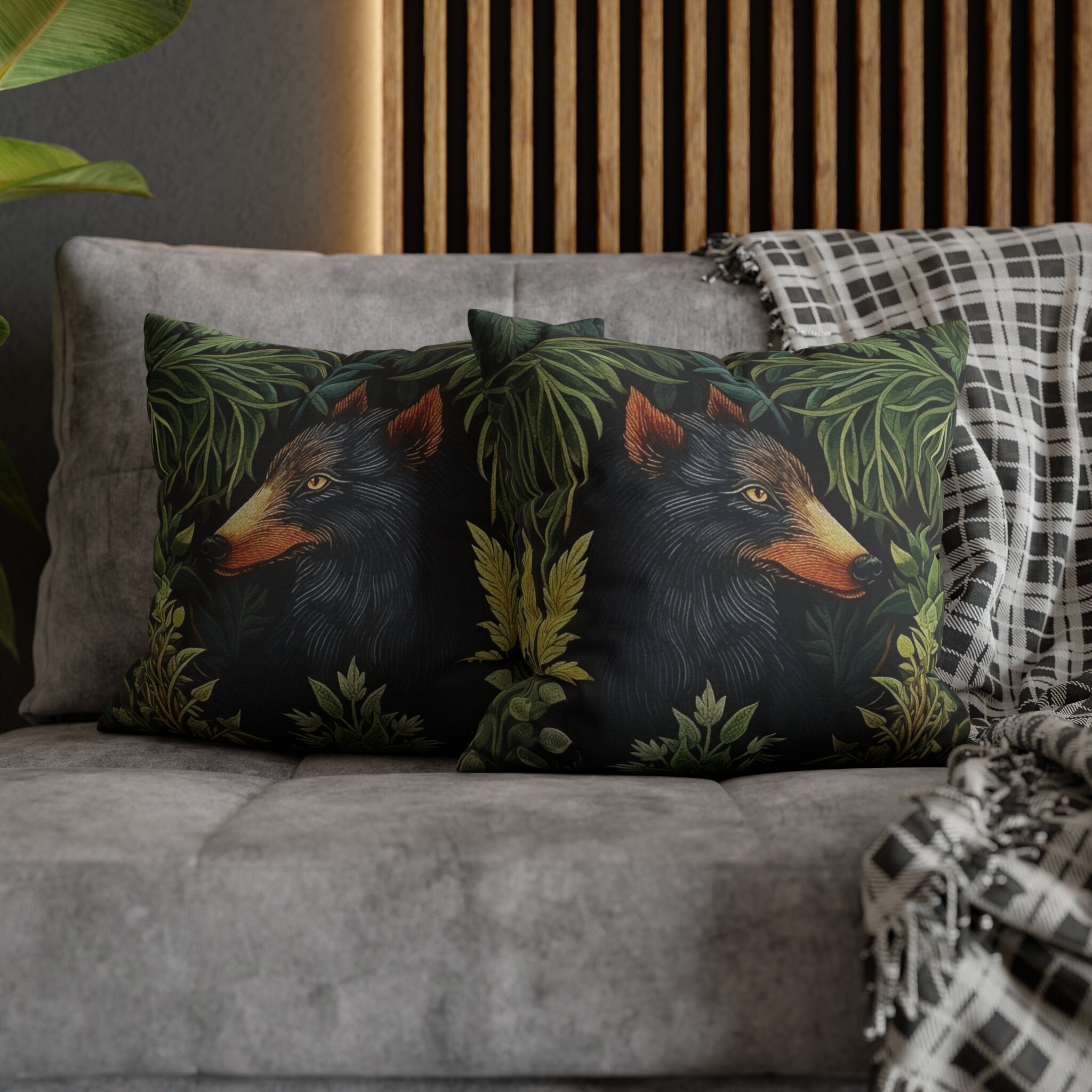 Cottagecore Wolf Floral Botanical Pillow Case William Morris Inspired ...